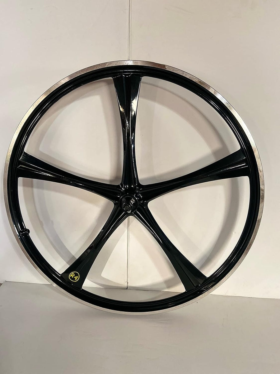 R4 Custom 26″ BMX 5 Spoke Alloy Mag Wheels, CNC Gloss Black| R4 Products